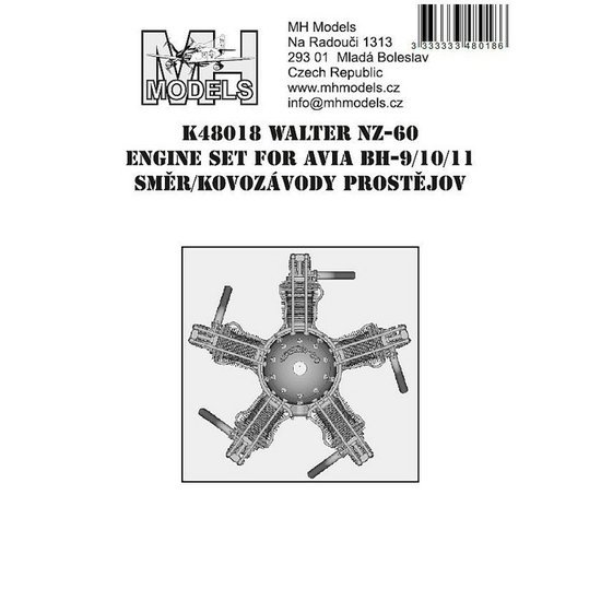 1:48 Walter NZ-60 engine set for Avia BH-9/10/11 Směr/Kovozávody ...